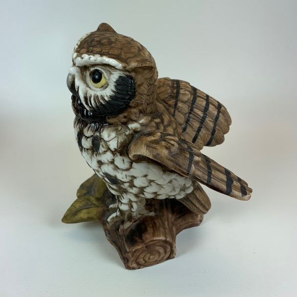 Home Interiors | Accents | Homco Vintage Porcelain Owl On Log Home ...